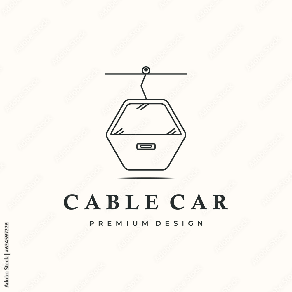 cable car outdoor line art logo vector minimalist illustration design ...