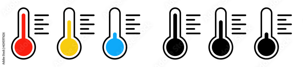Weather Thermometer Icons. Temperature Gauge Symbols. Hot and Cold ...