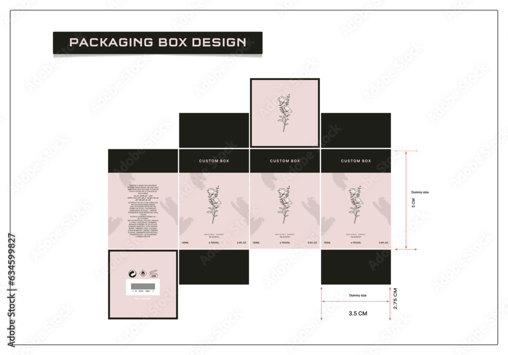 Packaging box design with Box die line, Fragrance Perfume luxury box ...