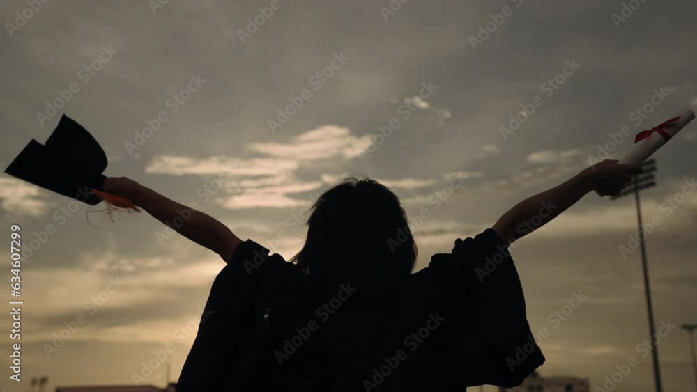 Rear view of Graduation Congratulations student ceremony on the day of ...