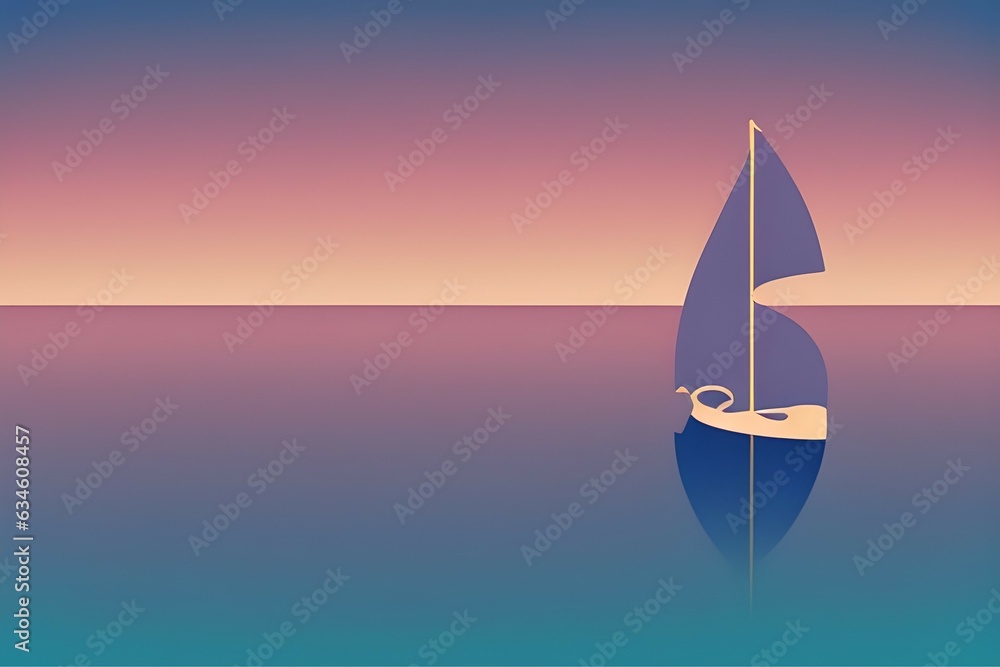 Boats sailing in sea. Artistic animation images in pleasant colors ...