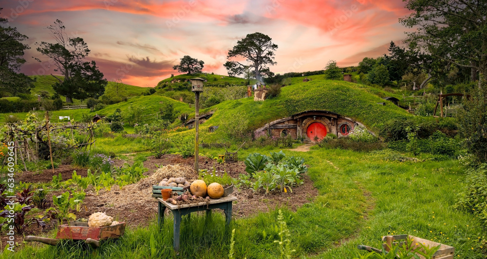 MATAMATA- NEW ZEALAND -NOVEMBER -2- 2022: Hobbiton - movie set created ...