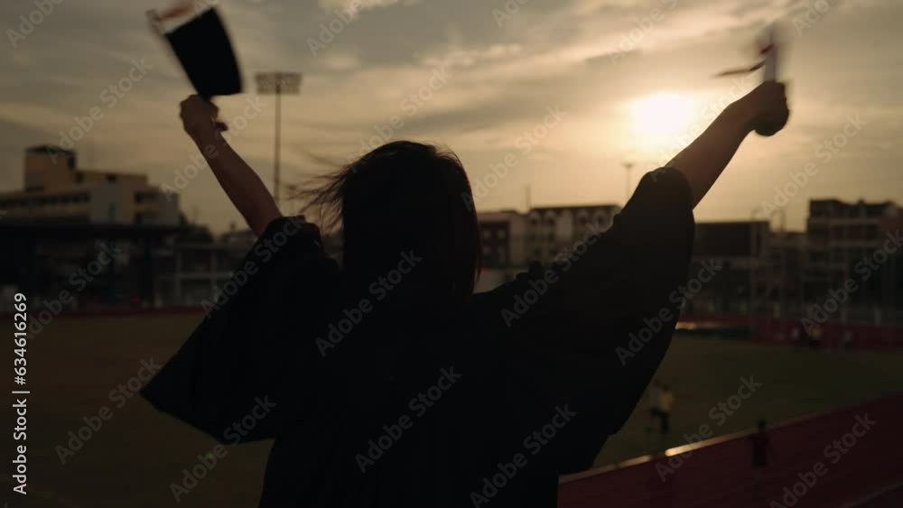 Rear view of Graduation Congratulations student ceremony on the day of ...