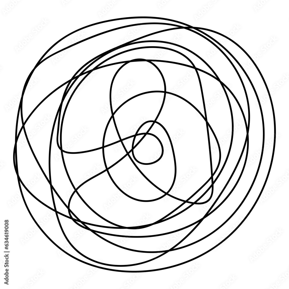 Doodles are tangled into a ball. Sketch. Eye in the center of the ...