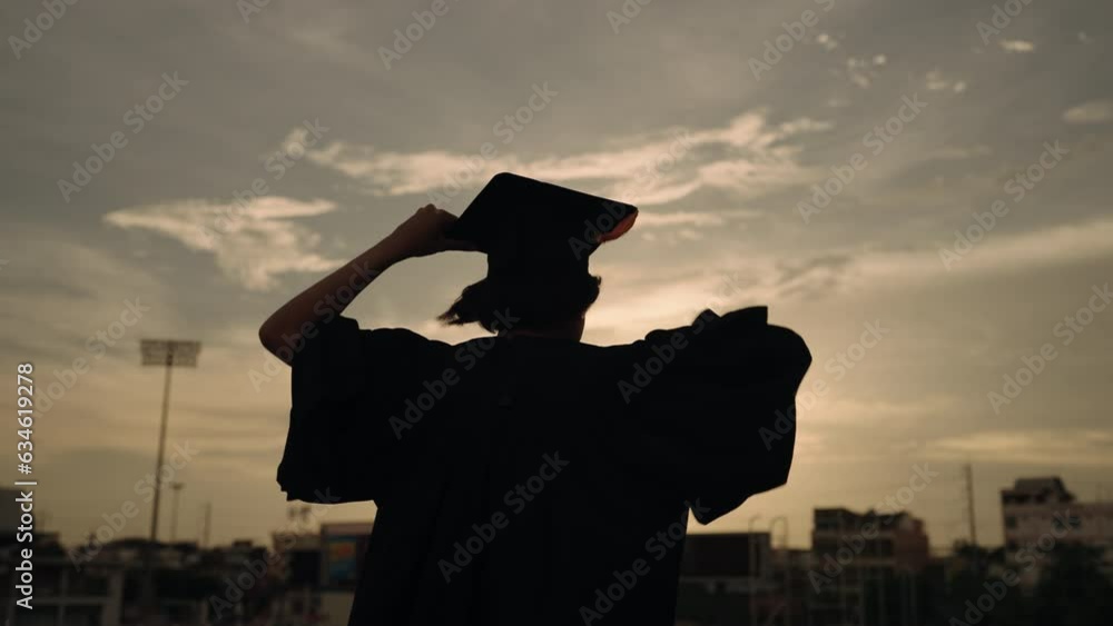 Rear view of Graduation Congratulations student ceremony on the day of ...