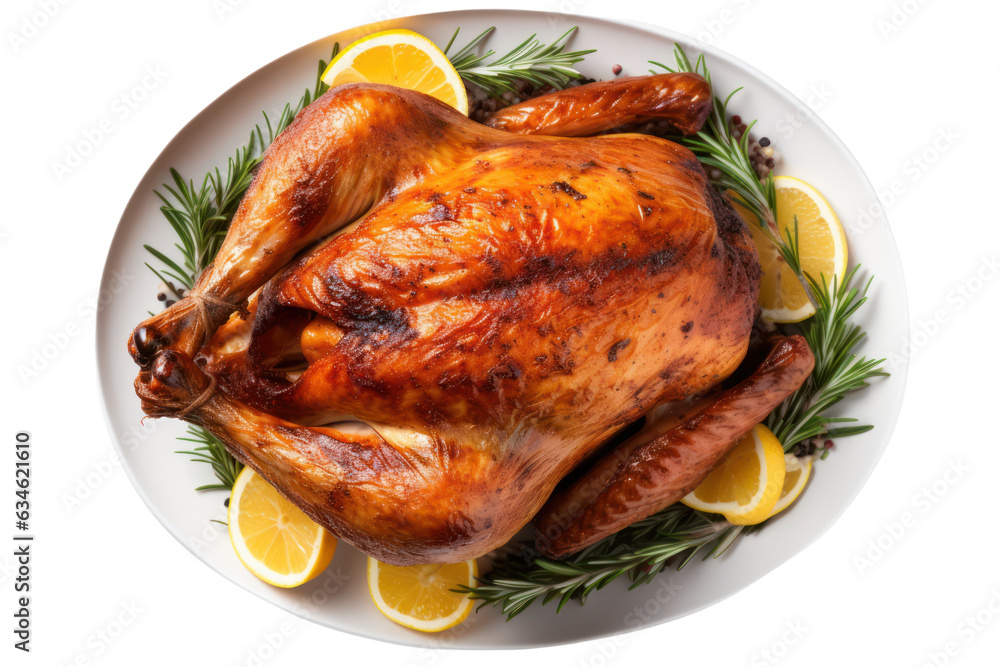Thanksgiving roasted turkey isolated on white transparent background ...