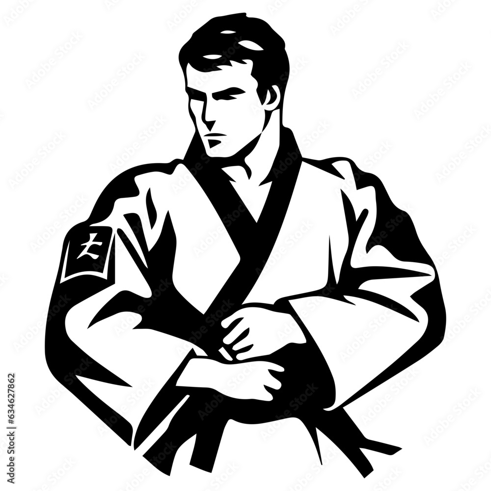 Sketch judoist, judoka athlete duel, fight, judo, pack of sport figure ...