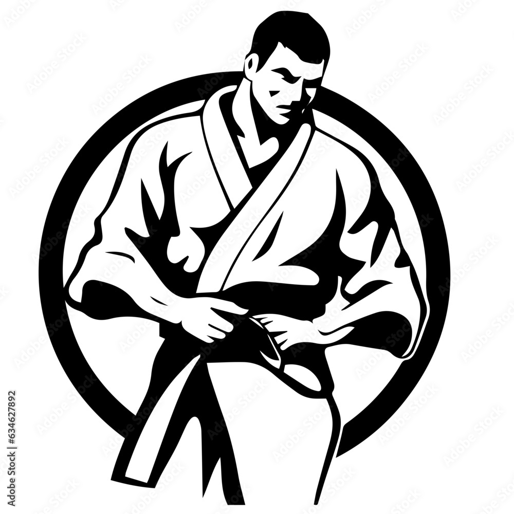 Sketch judoist, judoka athlete duel, fight, judo, pack of sport figure ...