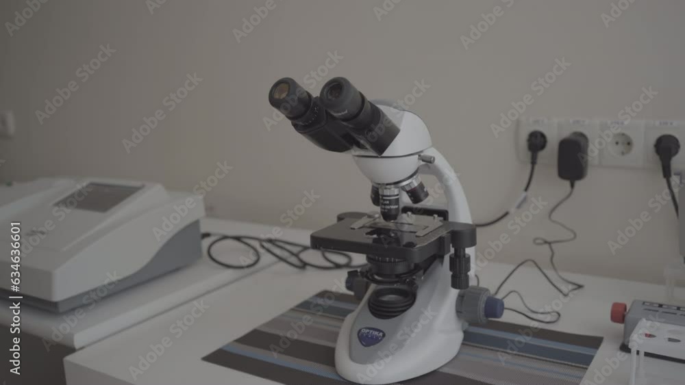 Modern medical laboratory. Research. Microscope on the laboratory table ...