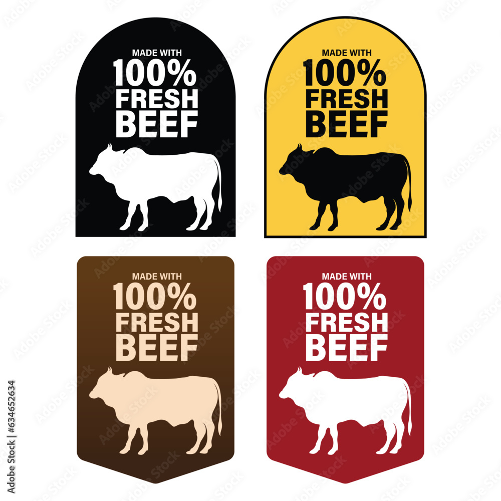 Made with 100 Percent Fresh Beef Meat, Packaging Sticker label Design ...