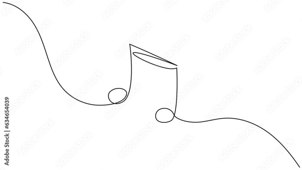 animated continuous single line drawing of musical notes, abstract ...