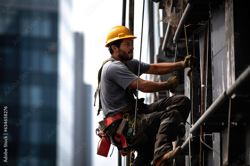 Civil Engineer and Safety Officer Assessing Steel Truss Scaffolding in ...
