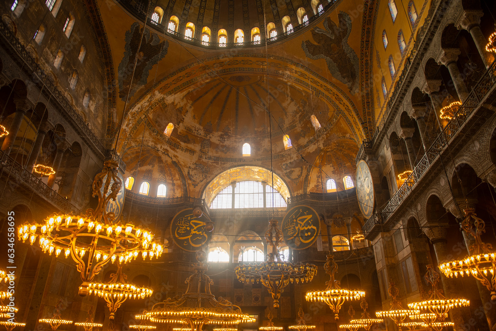 Hagia Sophia Calligraphic Roundel in nave in Sultanahmet in historic ...