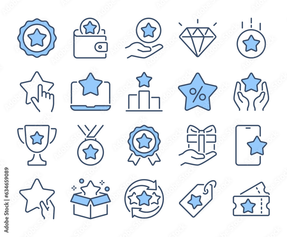 Exclusive benefit, prize, incentive, reward blue editable stroke ...