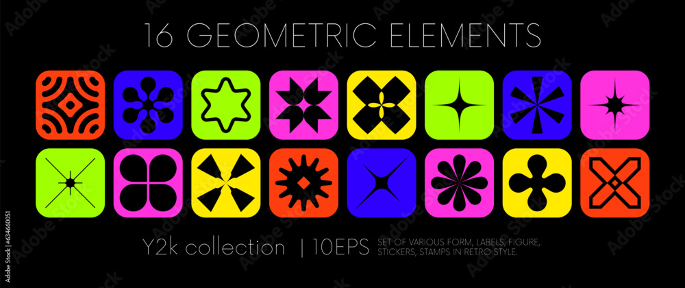 Colorful vector set of brutalist abstract shapes with minimalist ...