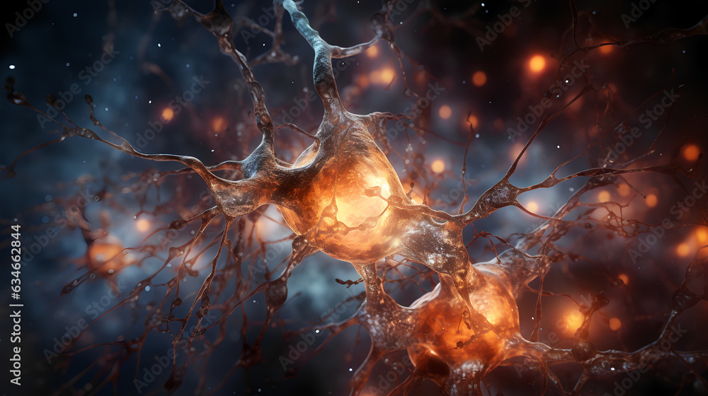 Neurons firing in the brain ai concept art. Stock-Illustration | Adobe ...
