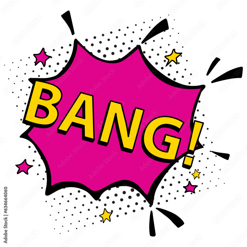 Hand drawn speech bubble element bang text pop art.Cartoon comic sign ...
