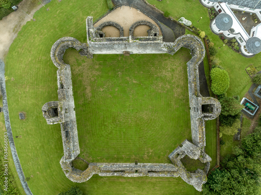Aerial ground plan view of Ballymote castle ruined Anglo Norman castle ...