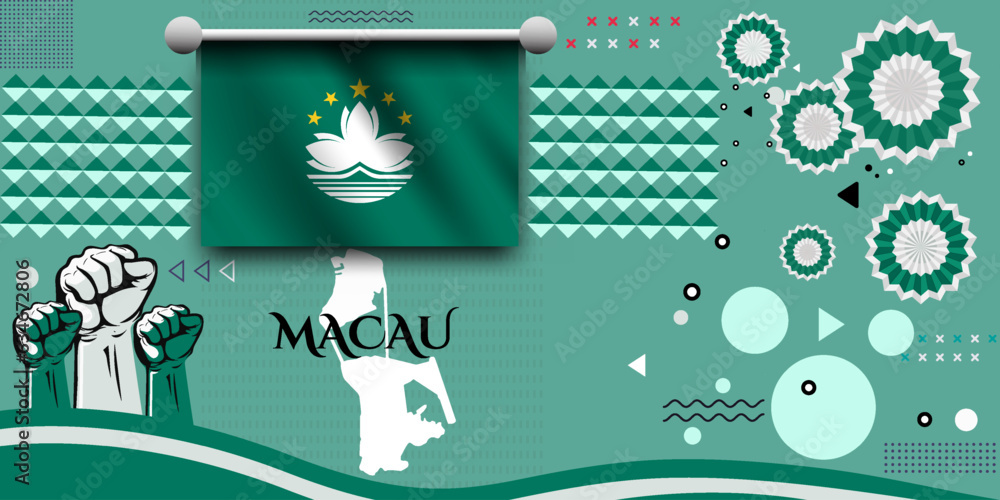 macaw banner for national day with abstract modern design. Macau flag ...
