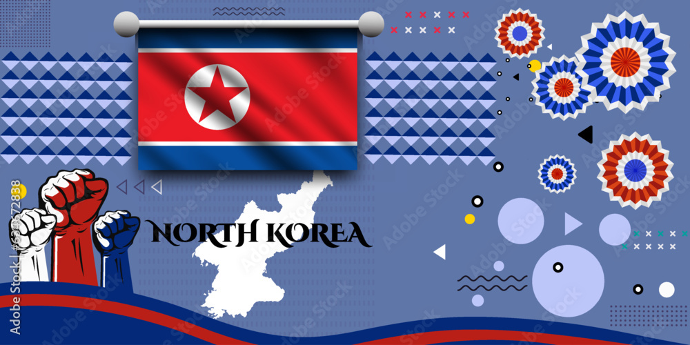 north Korea banner for national day with abstract modern design. north ...