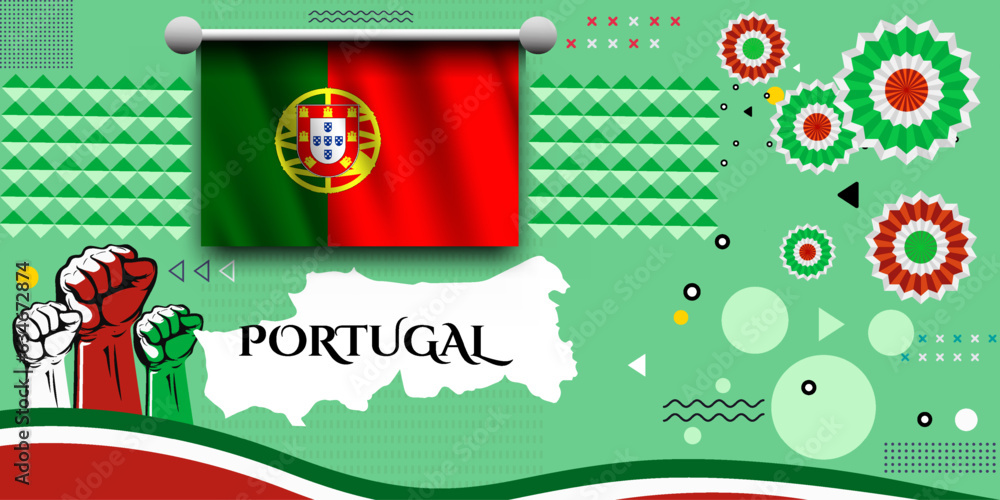 Portugal banner for national day with abstract modern design. Portugal ...