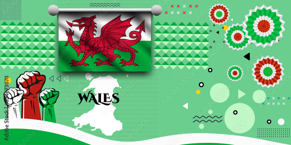 wales banner for national day with abstract modern design. Wales flag ...