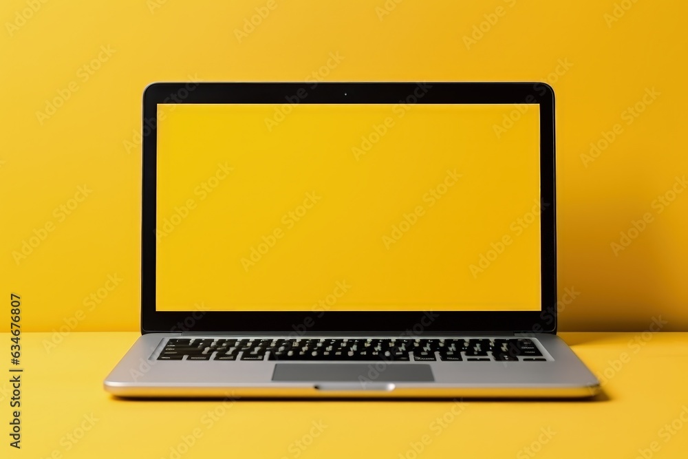 Laptop with happy emoji face smiling on screen, technology and chat ...