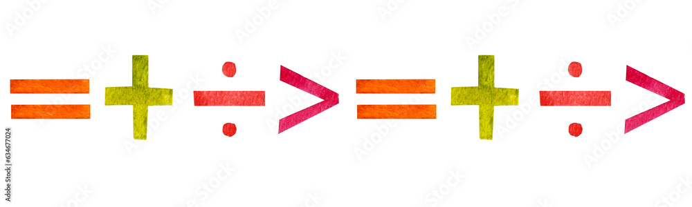 Watercolor seamless border with math symbols isolated on white ...