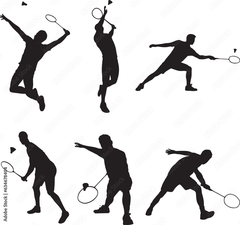 Badminton Silhouette Vector Pack Stock Vector | Adobe Stock