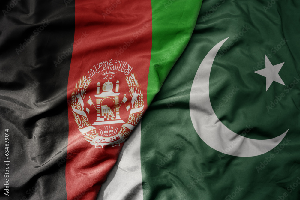 big waving realistic national colorful flag of afghanistan and national ...