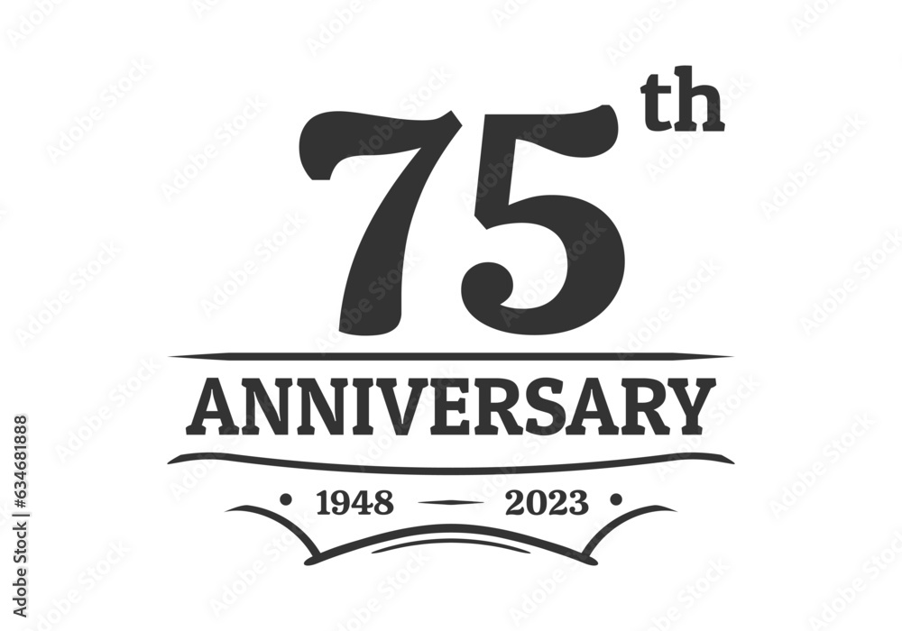 75 years anniversary logo, icon or label. 75th jubilee, birthday ...