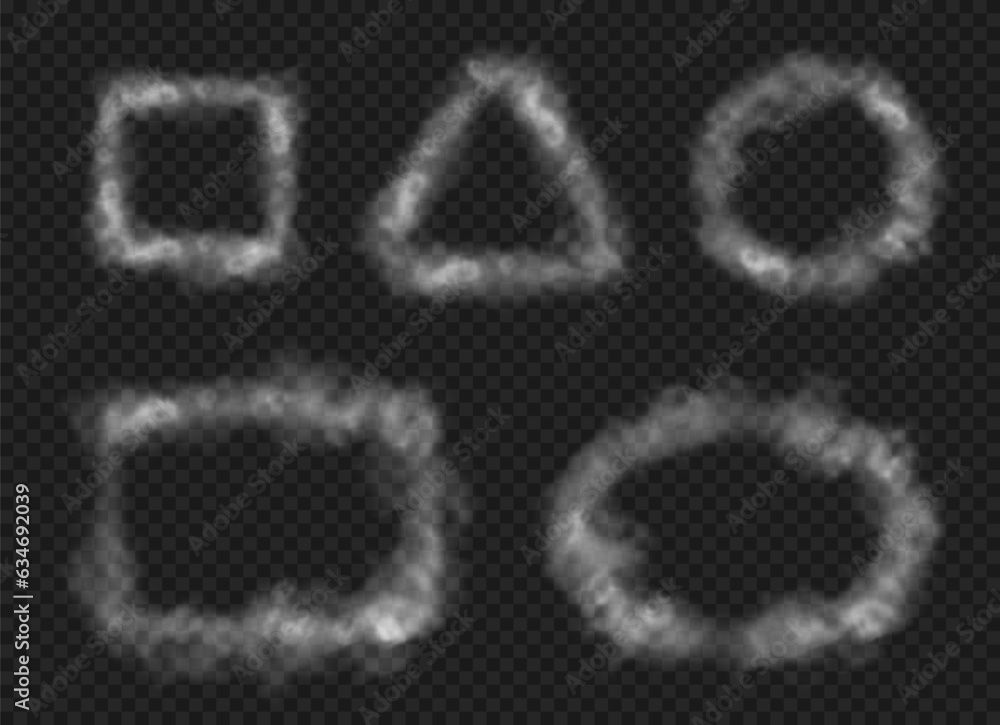 Foggy frames and smoky borders, realistic illustration collection ...