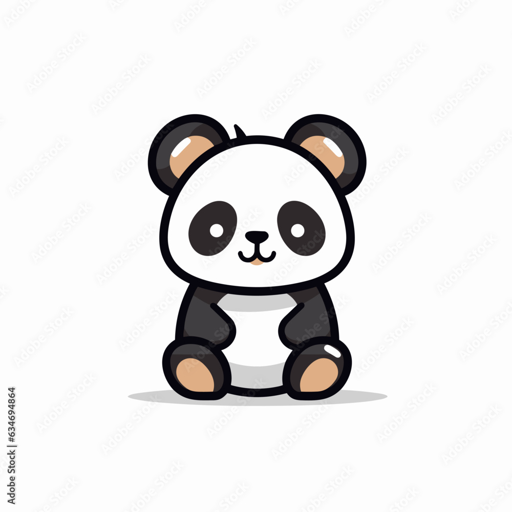 Panda. Panda hand-drawn comic illustration. Cute vector doodle style ...