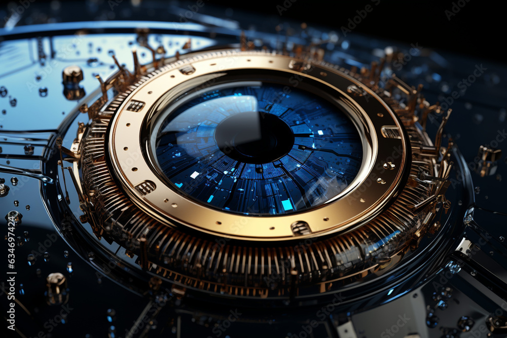 Round metal cyber electronic eye surveillance security with lights ...