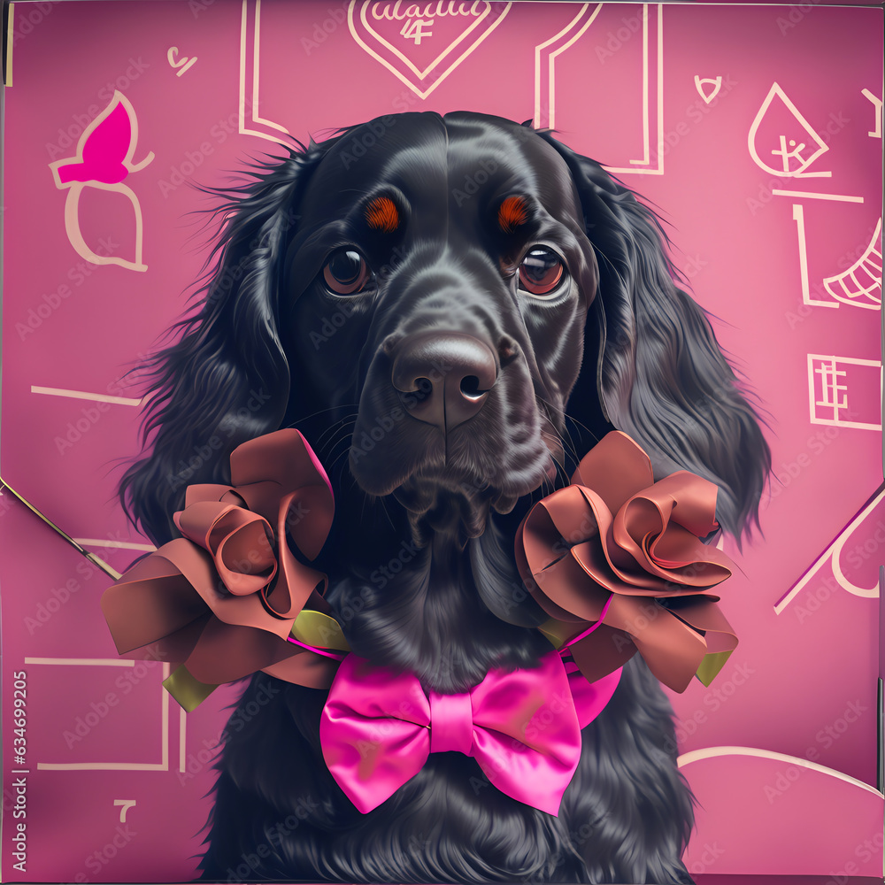 A super realistic 4k photo of an all black cocker spaniel, completely ...