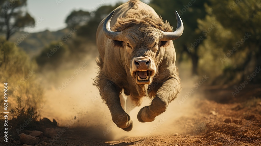 angry bull showing his fangs Stock Photo | Adobe Stock