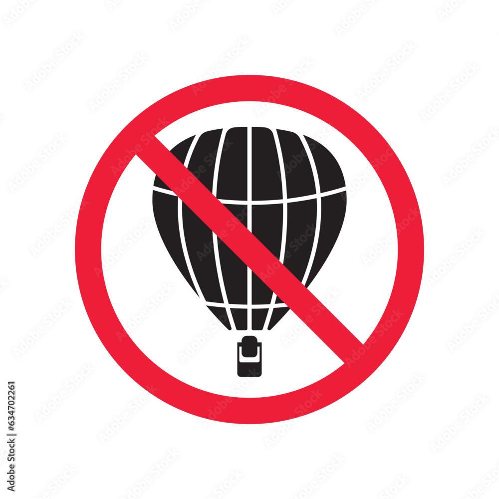 Forbidden air balloon vector icon. Warning, caution, attention ...