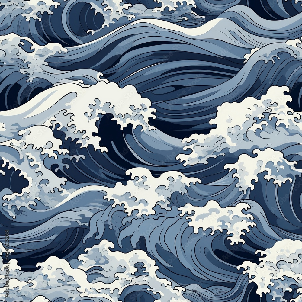 a blue and white wave pattern blue and white wave pattern, in the style ...