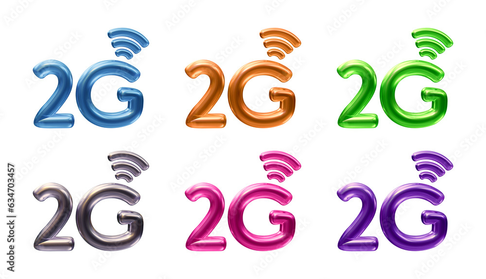 Set of 2g icon logo isolated on transparent background in 3d rendering ...
