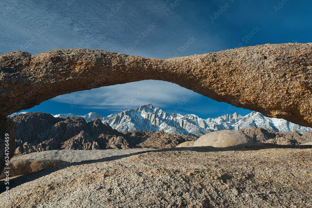 Lone Pine, California, United States –The Lathe Arch, a natural stone ...