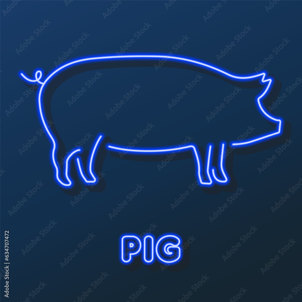 pig neon sign, modern glowing banner design, colorful modern design ...
