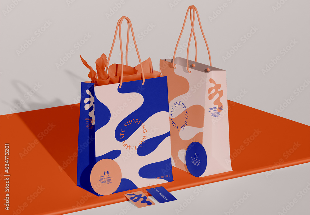 Two Bags with Labels Mockup Stock Template | Adobe Stock