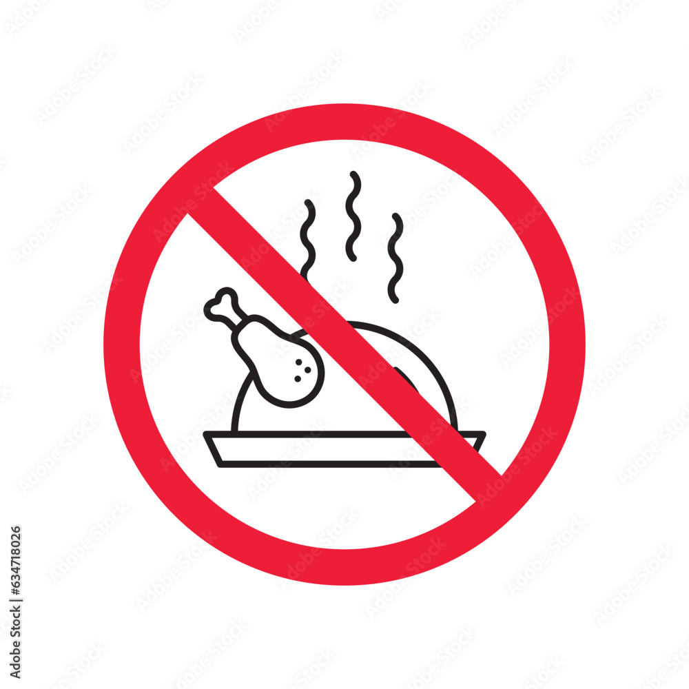 Forbidden chicken leg vector icon. Warning, caution, attention ...