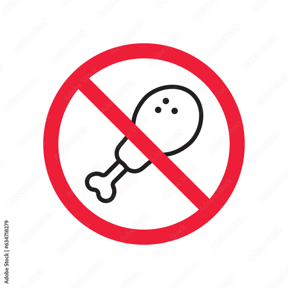 Forbidden chicken leg vector icon. Warning, caution, attention ...