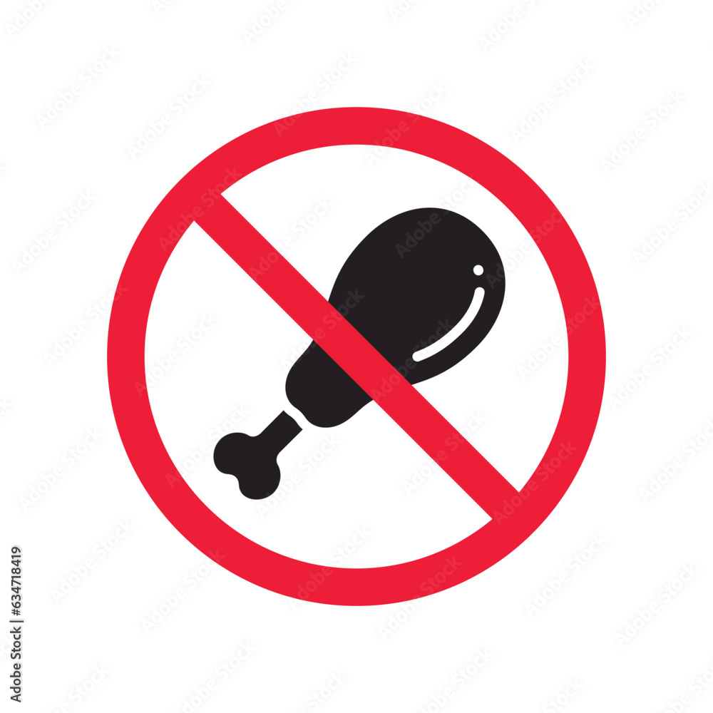Forbidden chicken leg vector icon. Warning, caution, attention ...