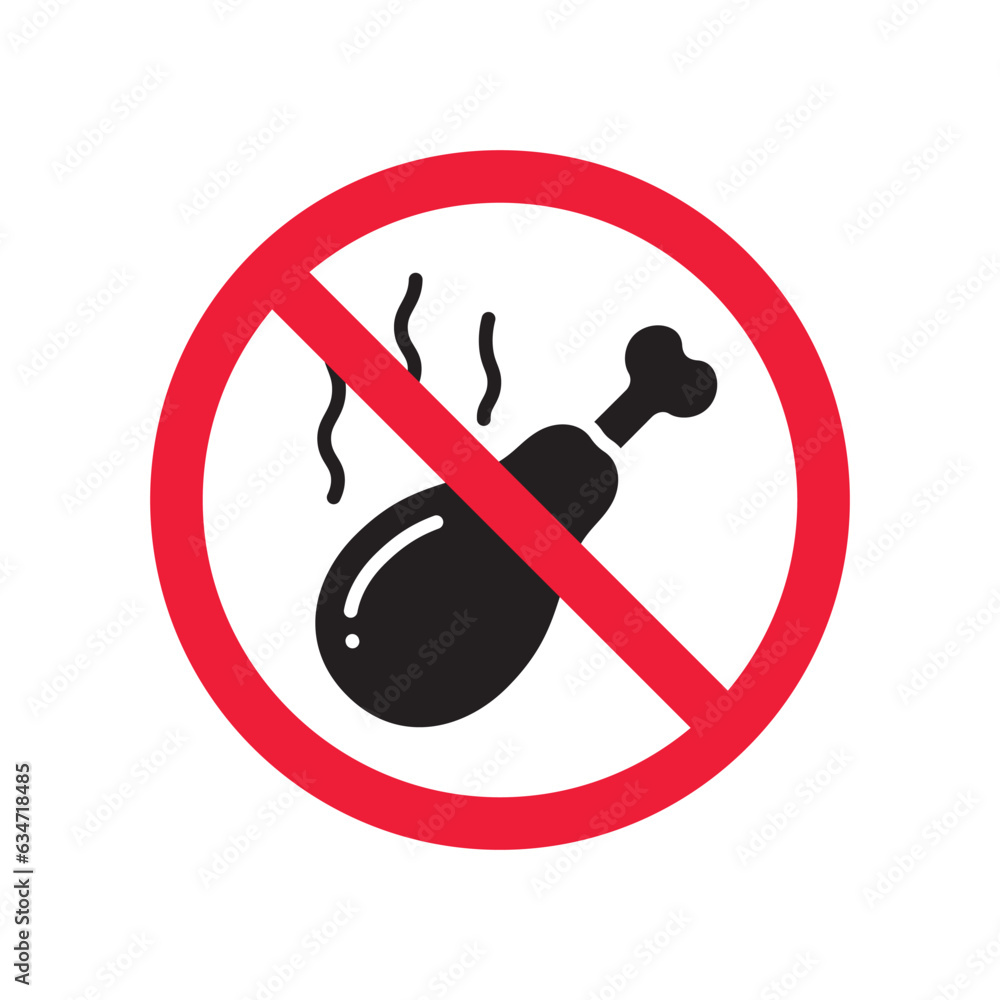 Forbidden chicken leg vector icon. Warning, caution, attention ...