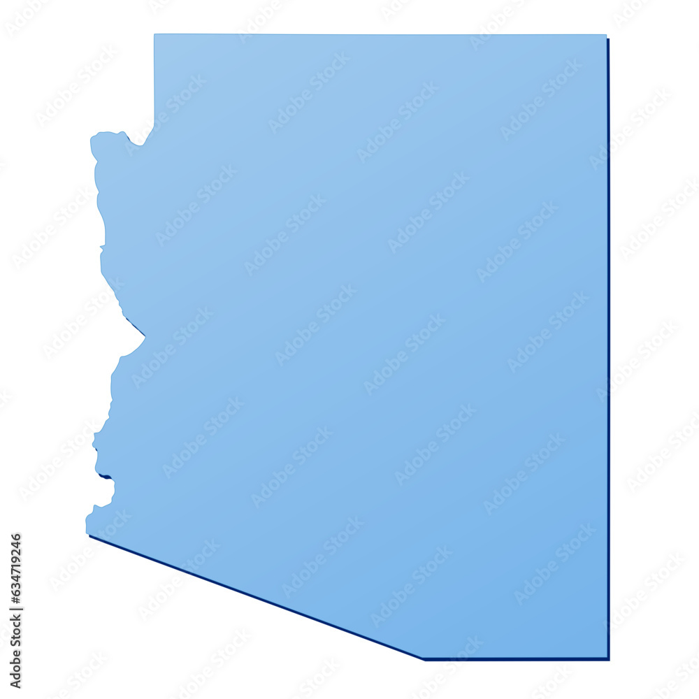 Blue Arizona map with a depth effect (cut out) Stock Vector | Adobe Stock