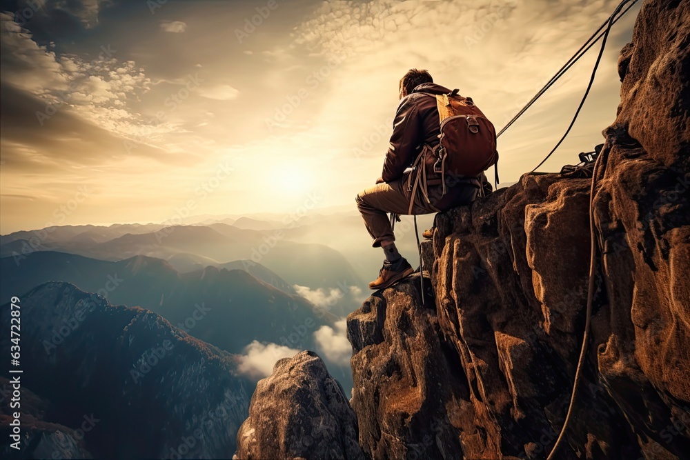 Overcoming the Challenge: Man Pushing Forward in Aspiration of Success ...