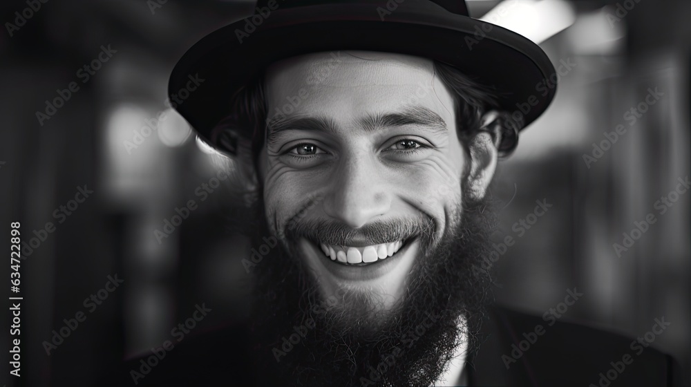 Smiling Jewish Man in Kippa: Closeup Portrait of a Happy Young Man ...