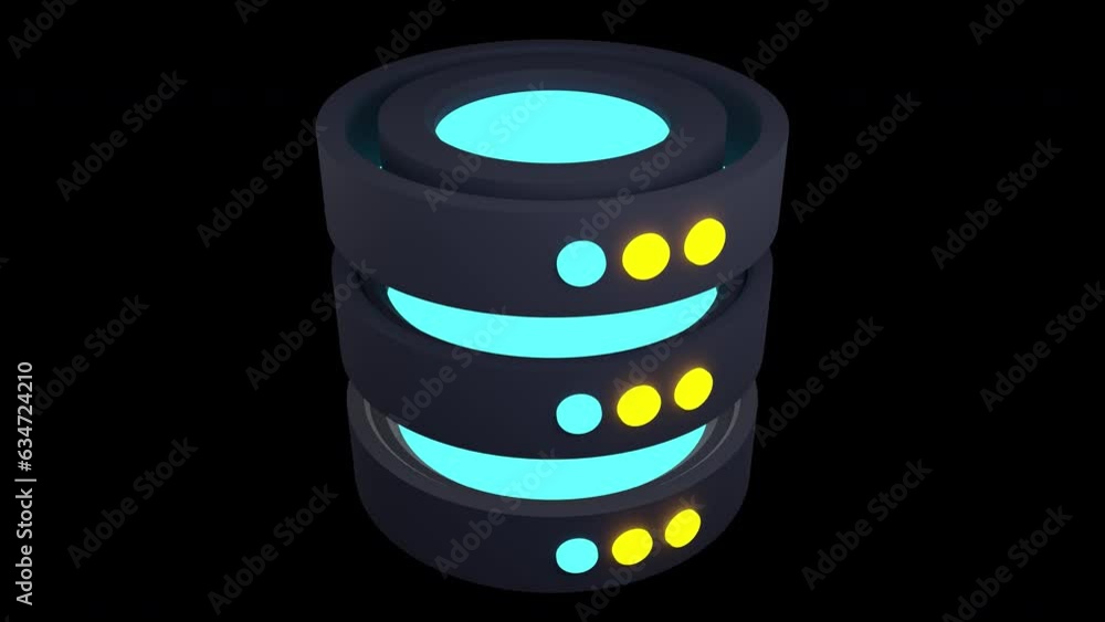 3d render of database. Database server 3d render. Network and database. Computer technology ...